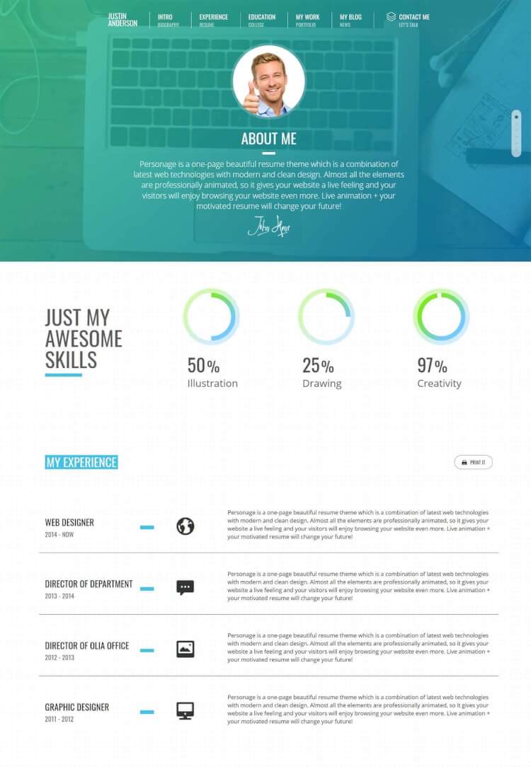 55+ Best CV and Resume WordPress Themes 2024 (Free & Premium) - Theme ...