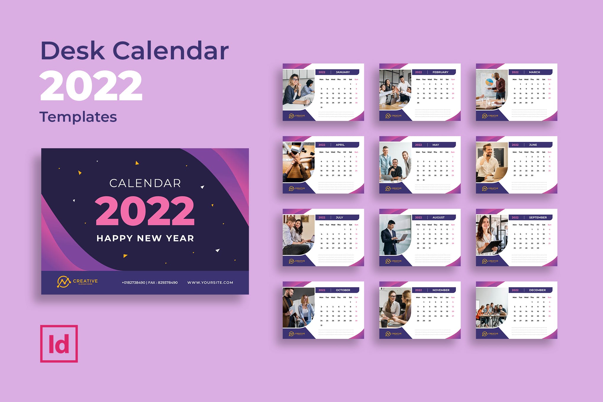 2022 Calendar Indesign Template January Calendar 2022