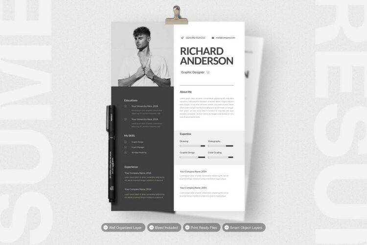 50+ Best Photoshop Resume Templates (PSD) With Modern Designs - Theme ...