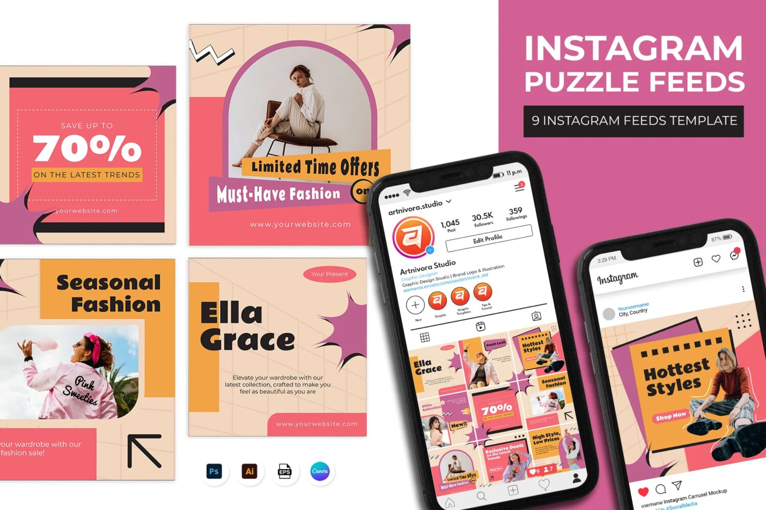 80+ Top Instagram Grid Template PSDs for 2025 - Theme Junkie