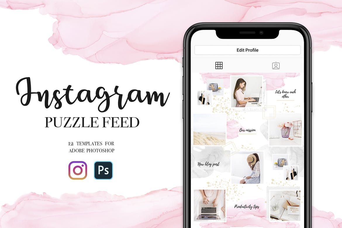 CANVA Instagram Post Template Collage Photoshop Influencer IG Feed 