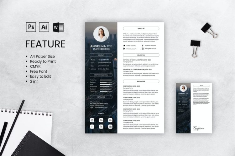 25+ Template Resume Photoshop Terbaik (PSD) Dengan Desain Modern ...