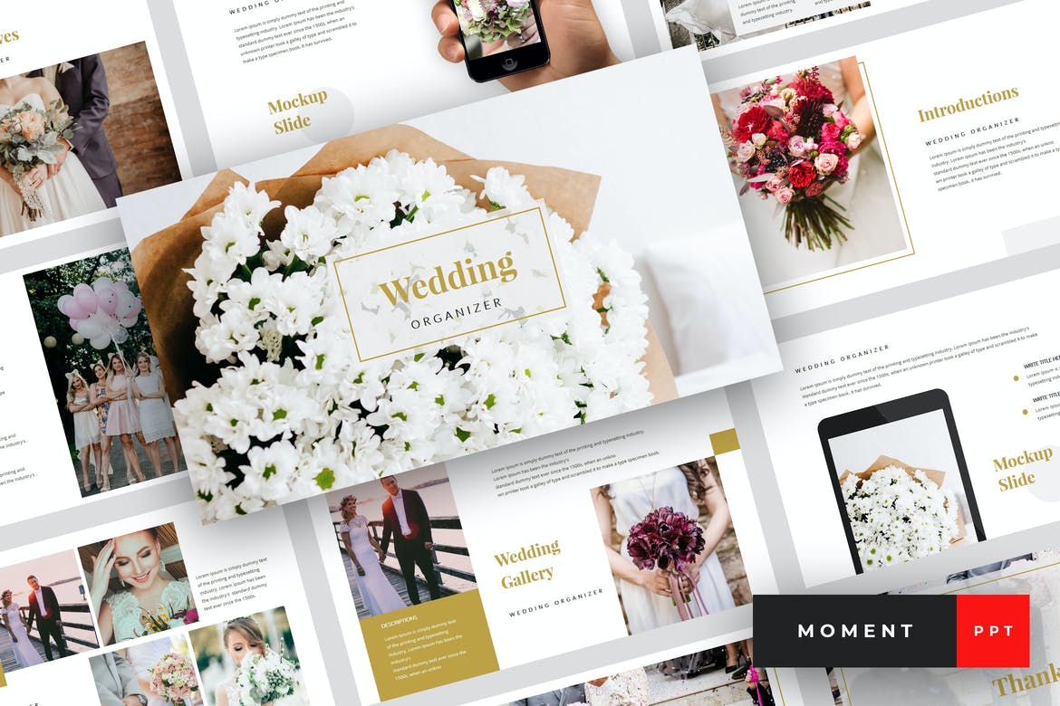 PowerPoint Template PPTX Editable Power Point Pink Wedding Slideshow 